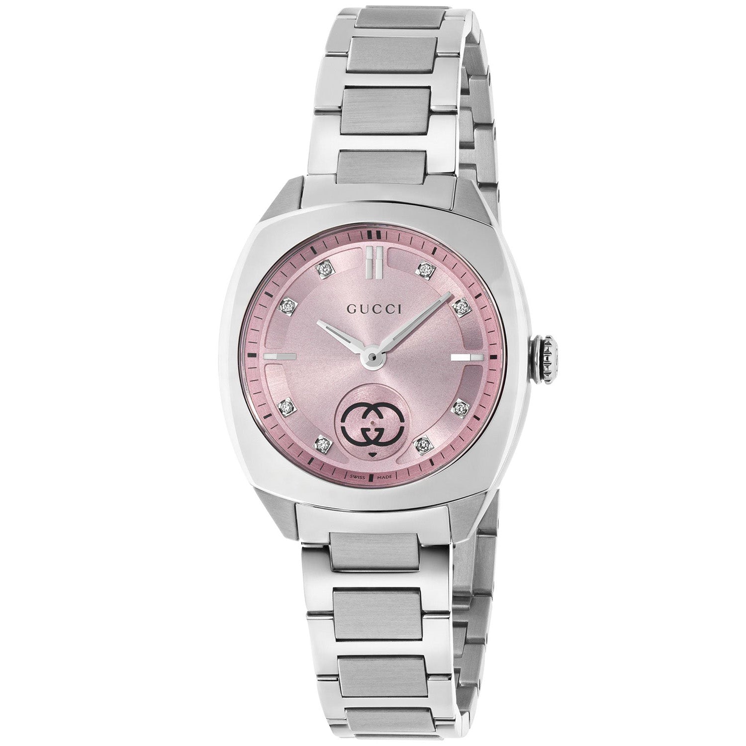 Interlocking G 29mm Pink Diamond Dot Dial Ladies Bracelet Watch