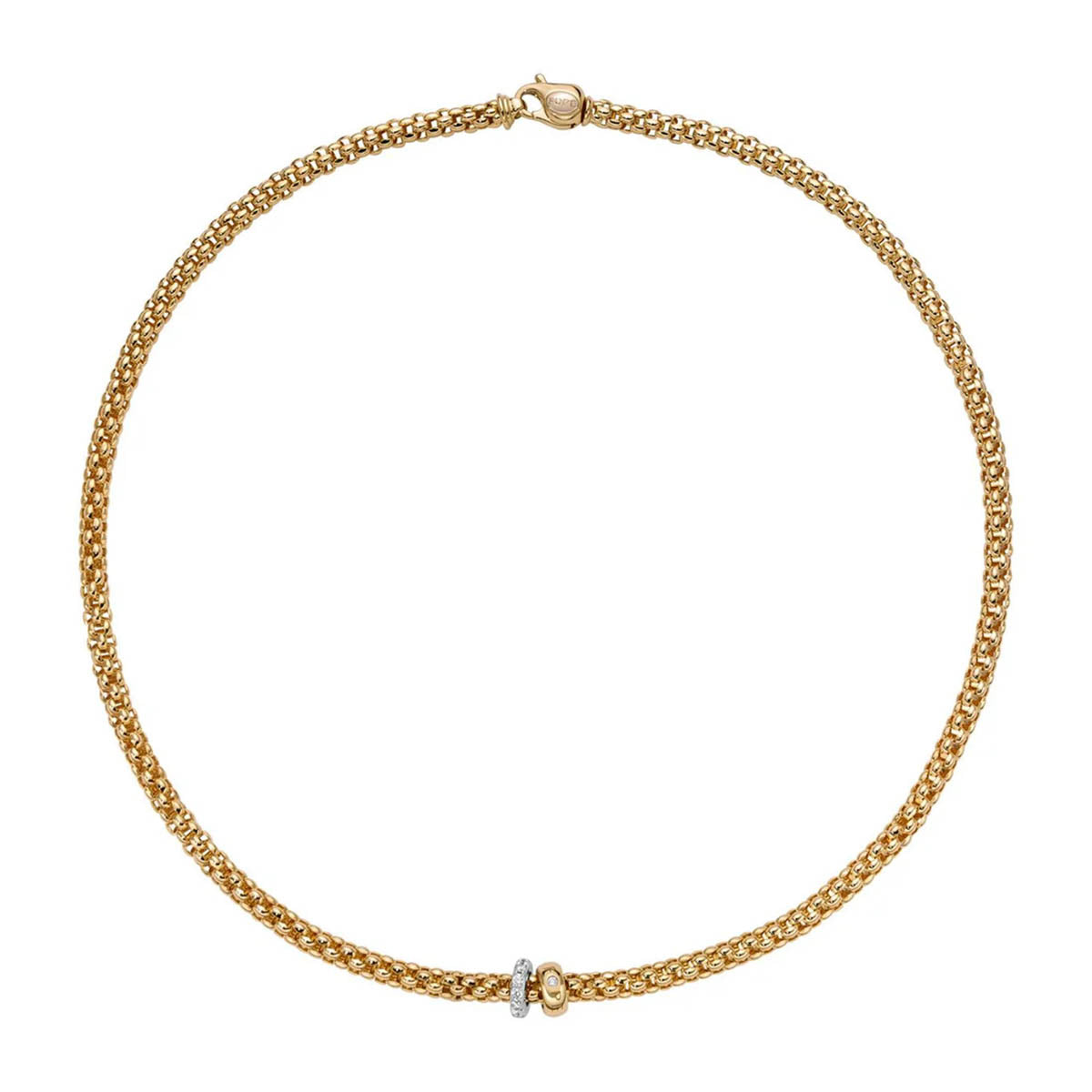 Solo 18ct Yellow Gold Collection Necklace with Pave Diamond Set Rondel