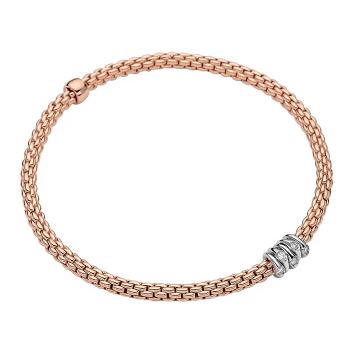 FOPE Prima 18ct Rose Gold Bracelet With Diamond Rondels 74608BX