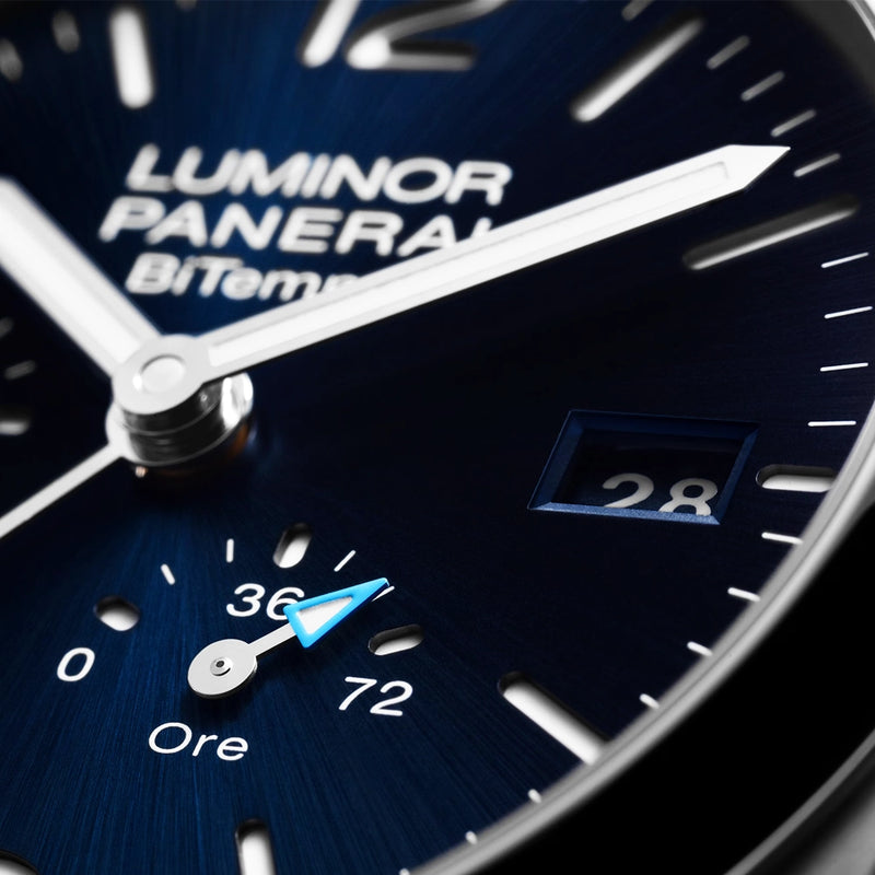Panerai Luminor BiTempo 44mm Blue Dial Strap Watch PAM01361