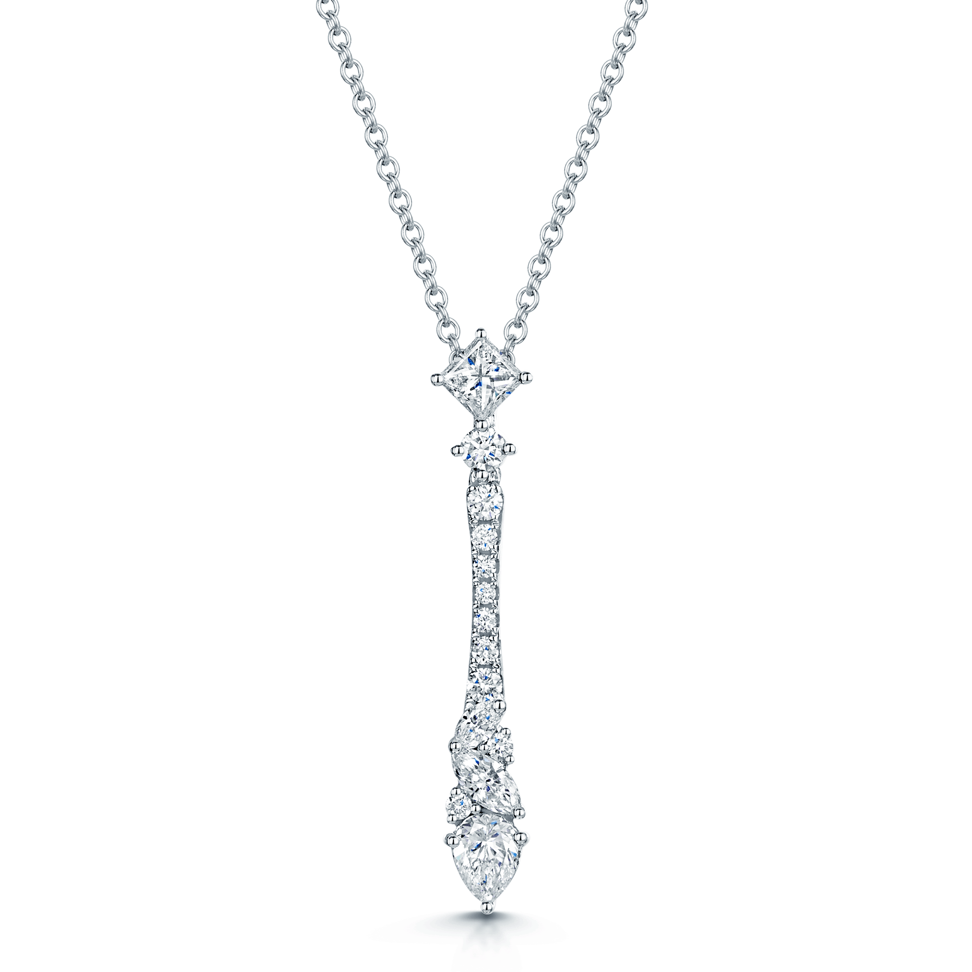 18ct White Gold Princess, Pear, Marquise And Round Brilliant Cut Diamo