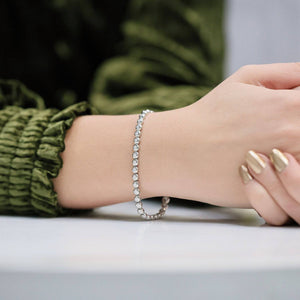 18ct White Gold Rub Over Set Diamond Tennis Bracelet