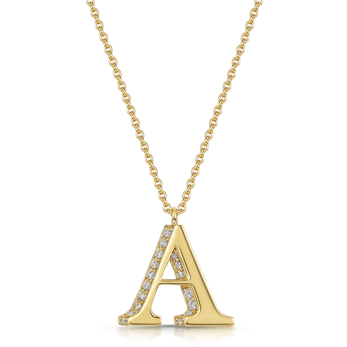 18ct Yellow Gold Diamond Initial Pendant & Chain