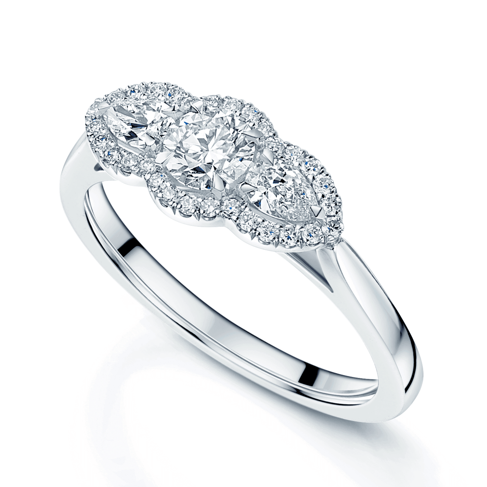 Platinum GIA Certificated Round Brilliant cut and Pear Cut Diamond Hal
