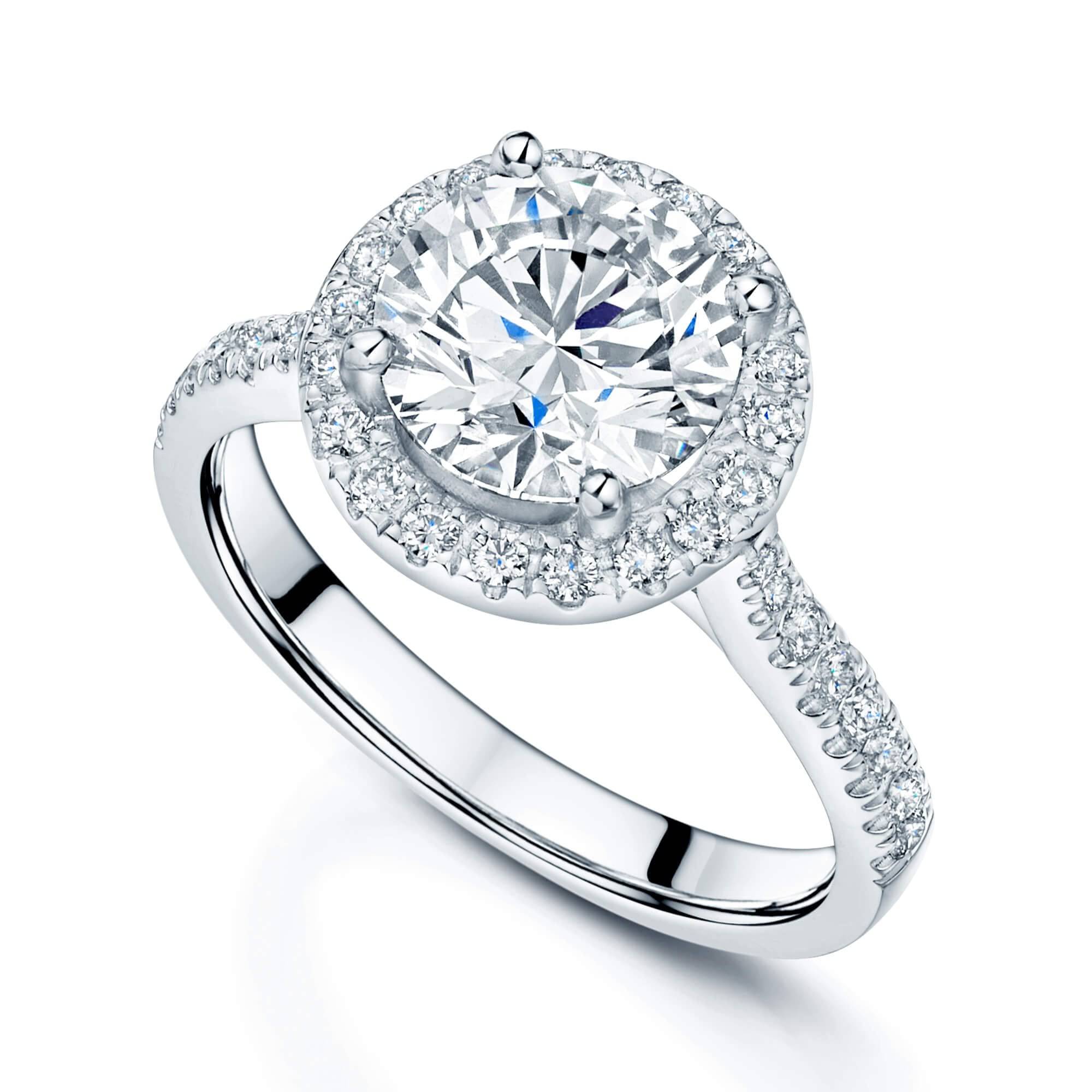 Platinum GIA Certificated Round Brilliant Cut Diamond Halo Ring ...