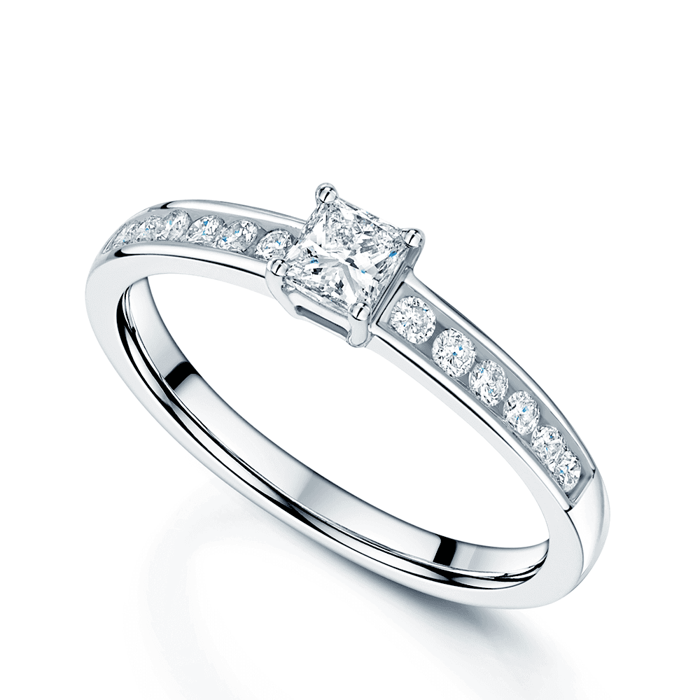 Berry's Platinum Princess Cut Diamond Single Stone Claw Set Ring With ...