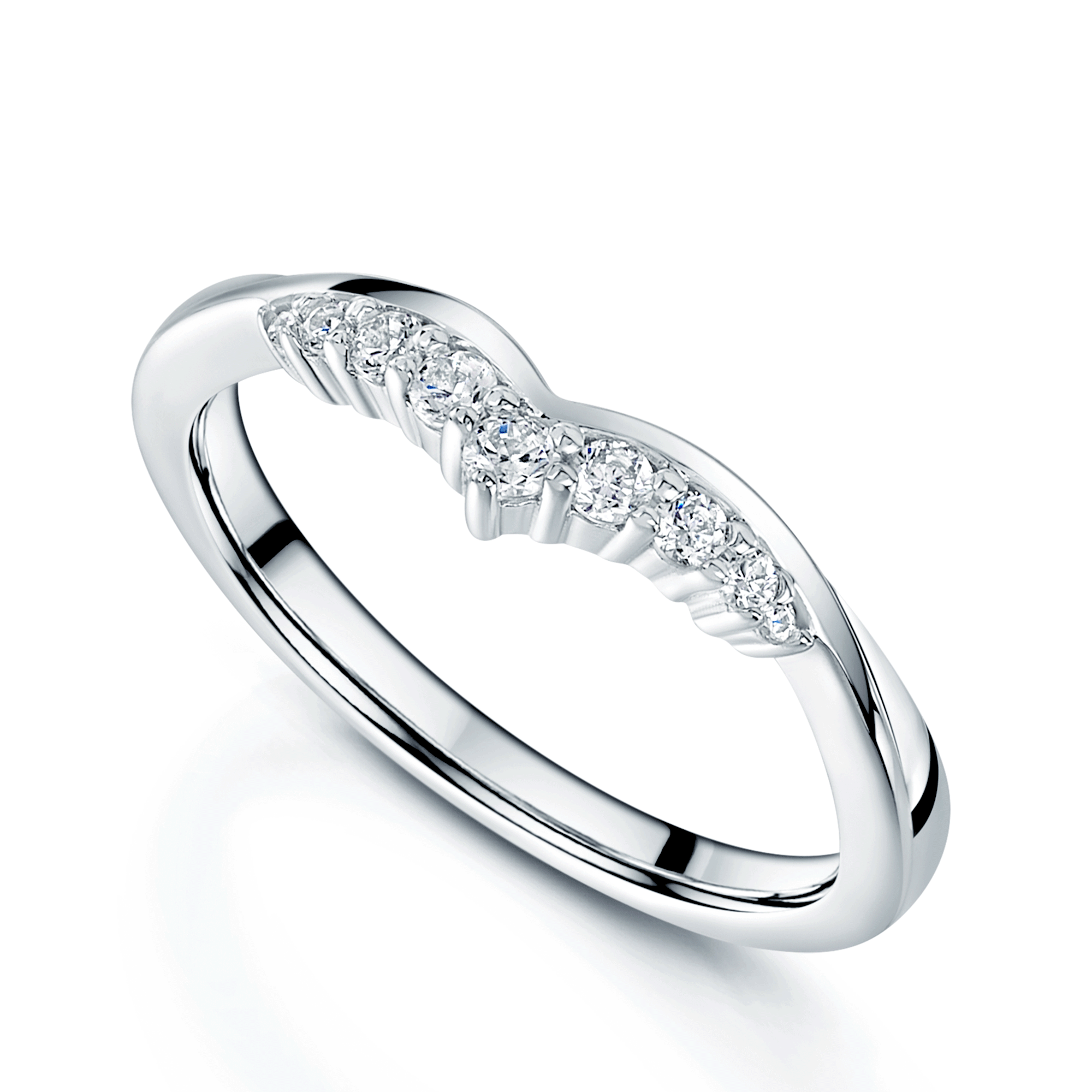 Platinum V Shaped Diamond Set Wedding Ring - Berry's Jewellery