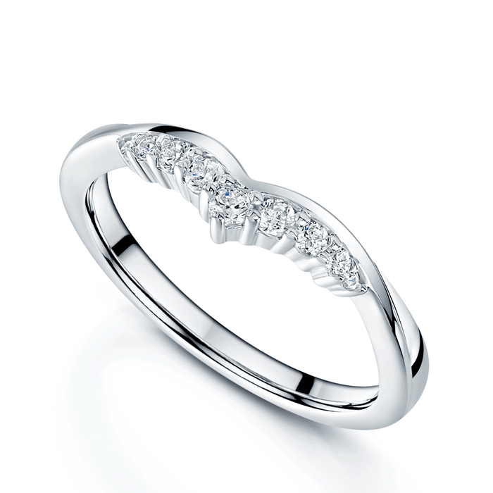 Platinum V Shaped Diamond Set Wedding Ring - Berry's Jewellery
