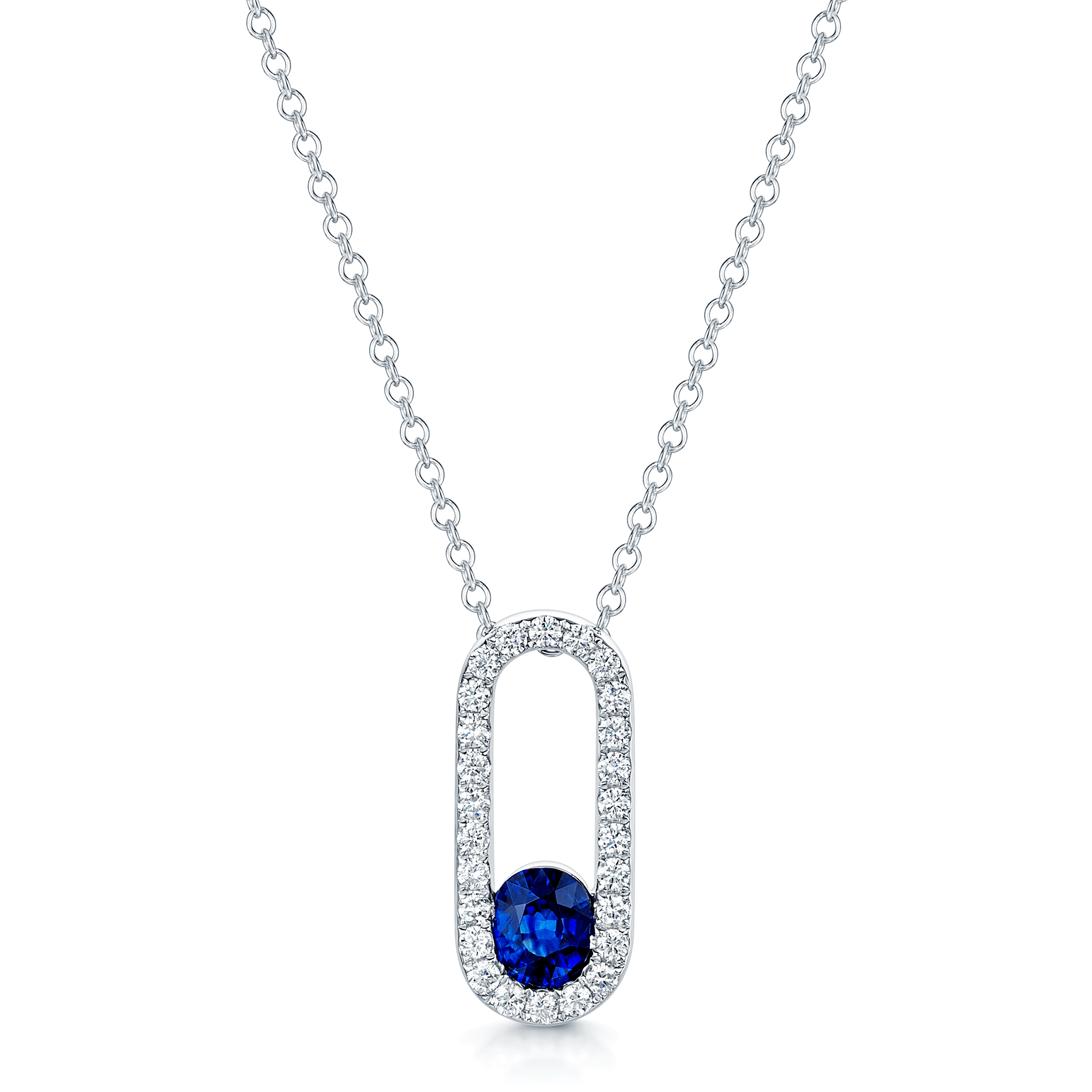 Verve Collection 18ct White Gold Oval Cut Sapphire And Diamond Loop Fu