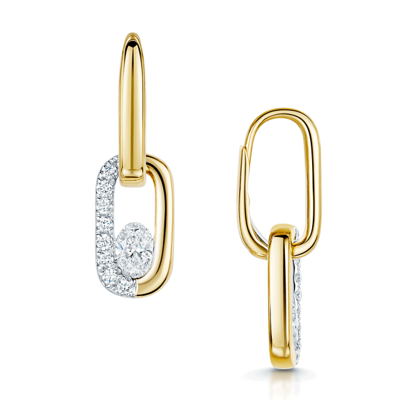 Verve Collection 18ct Yellow Gold Oval Cut Diamond Set Loop Drop Earri