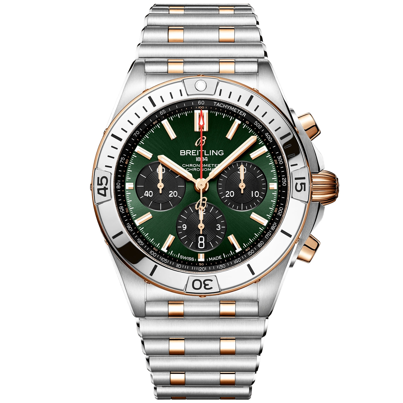 Breitling Chronomat Two-Tone Green Dial Watch UB0134131L1U1