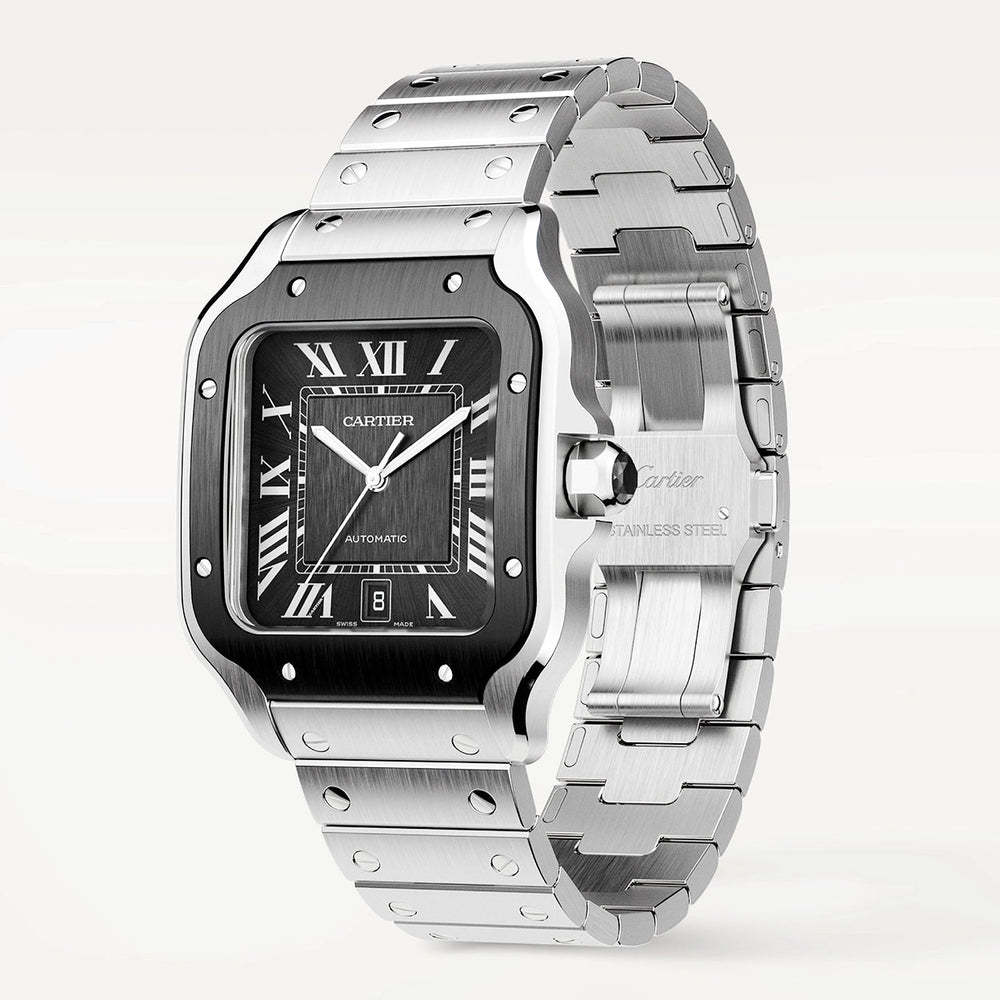 Cartier Santos Large Steel & ADLC Grey Dial Watch WSSA0037