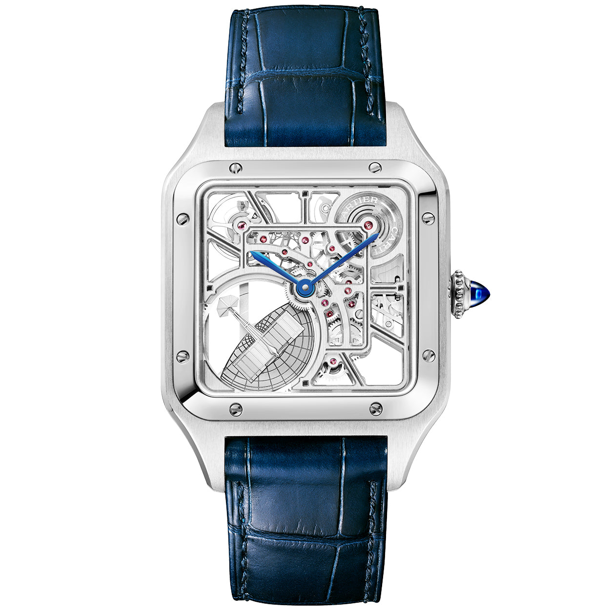 Cartier Santos Dumont Large Steel Skeleton Watch WHSA0032