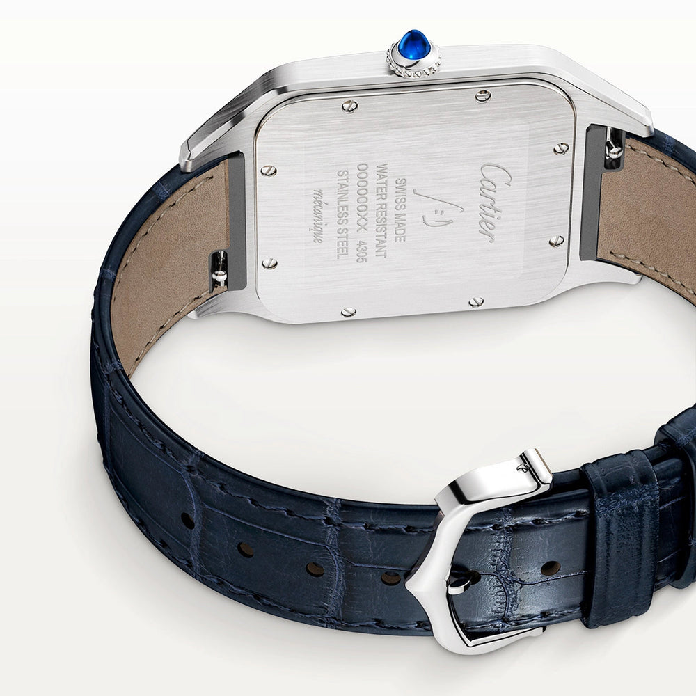 Cartier Santos Dumont XL Steel Leather Strap Watch WSSA0032