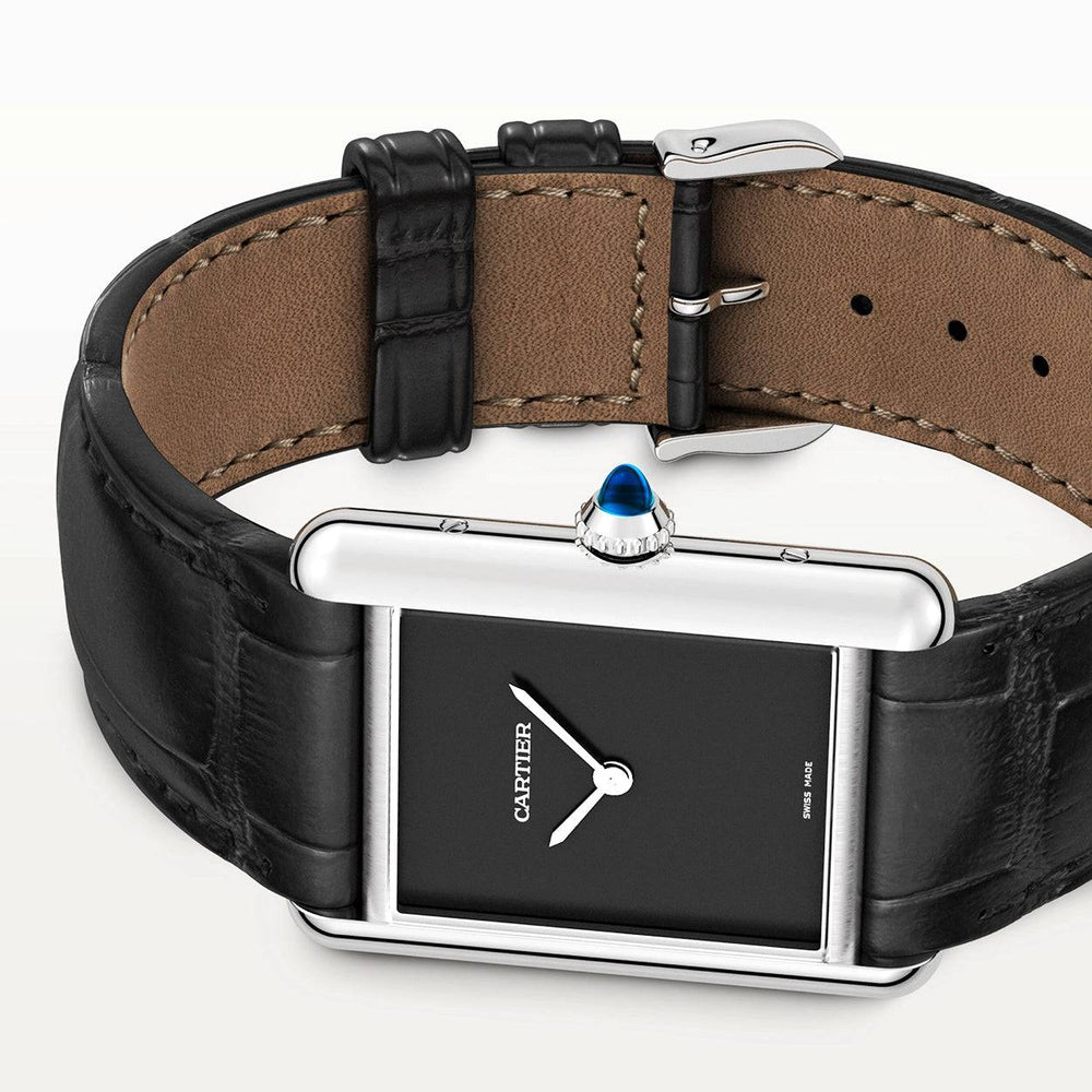 Cartier Tank Must Large Black Dial & Strap Watch WSTA0072