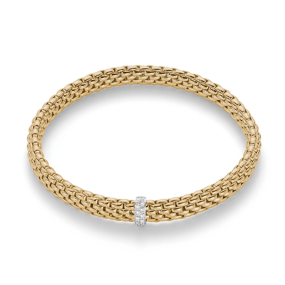 Fope Flex'it Vendome 18ct Yellow Gold Bracelet With Diamond Rondel