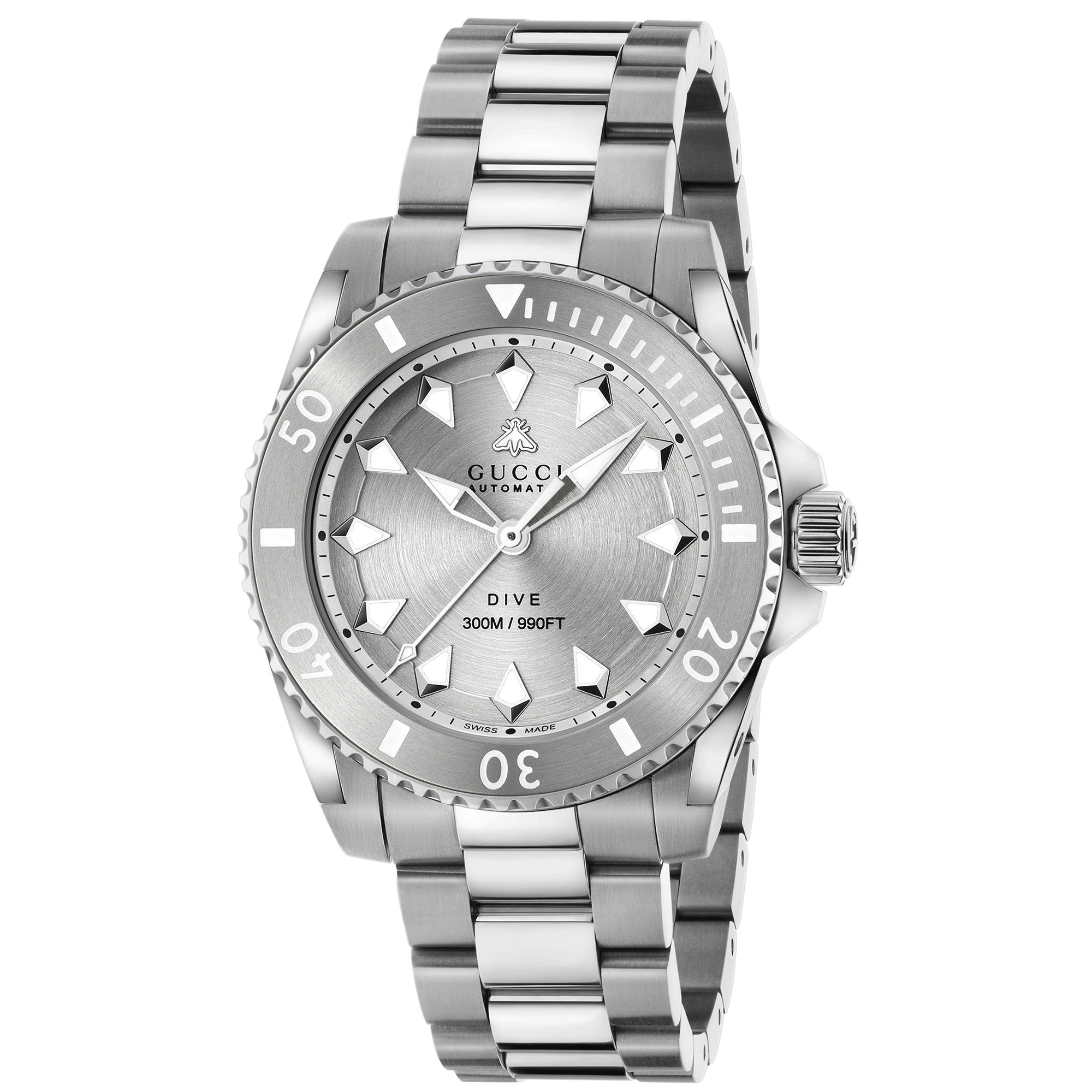Gucci Dive 40mm Automatic Stainless Steel Watch With A Silver Dial & C