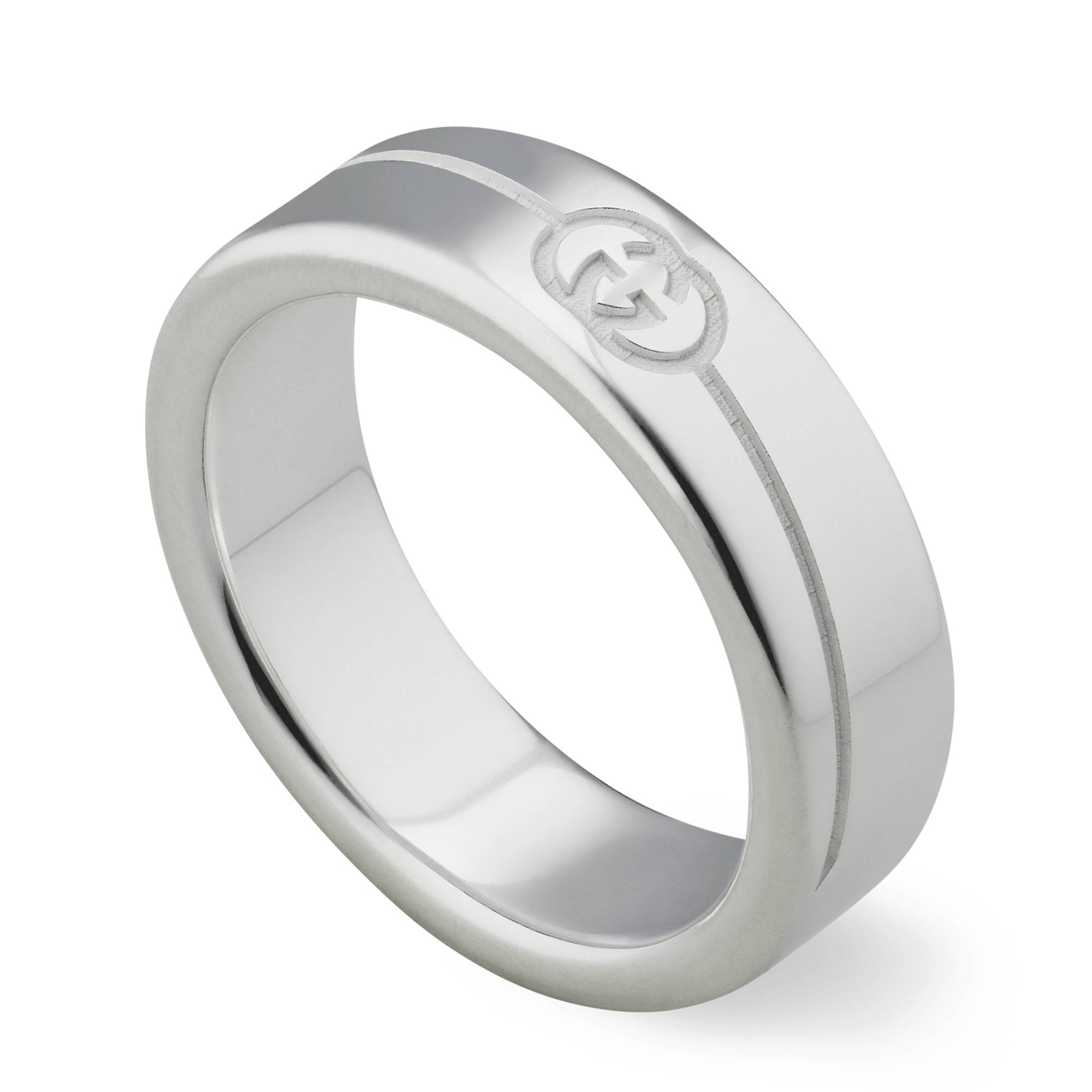 Gucci Tag Sterling Silver With Interlocking Logo Ring