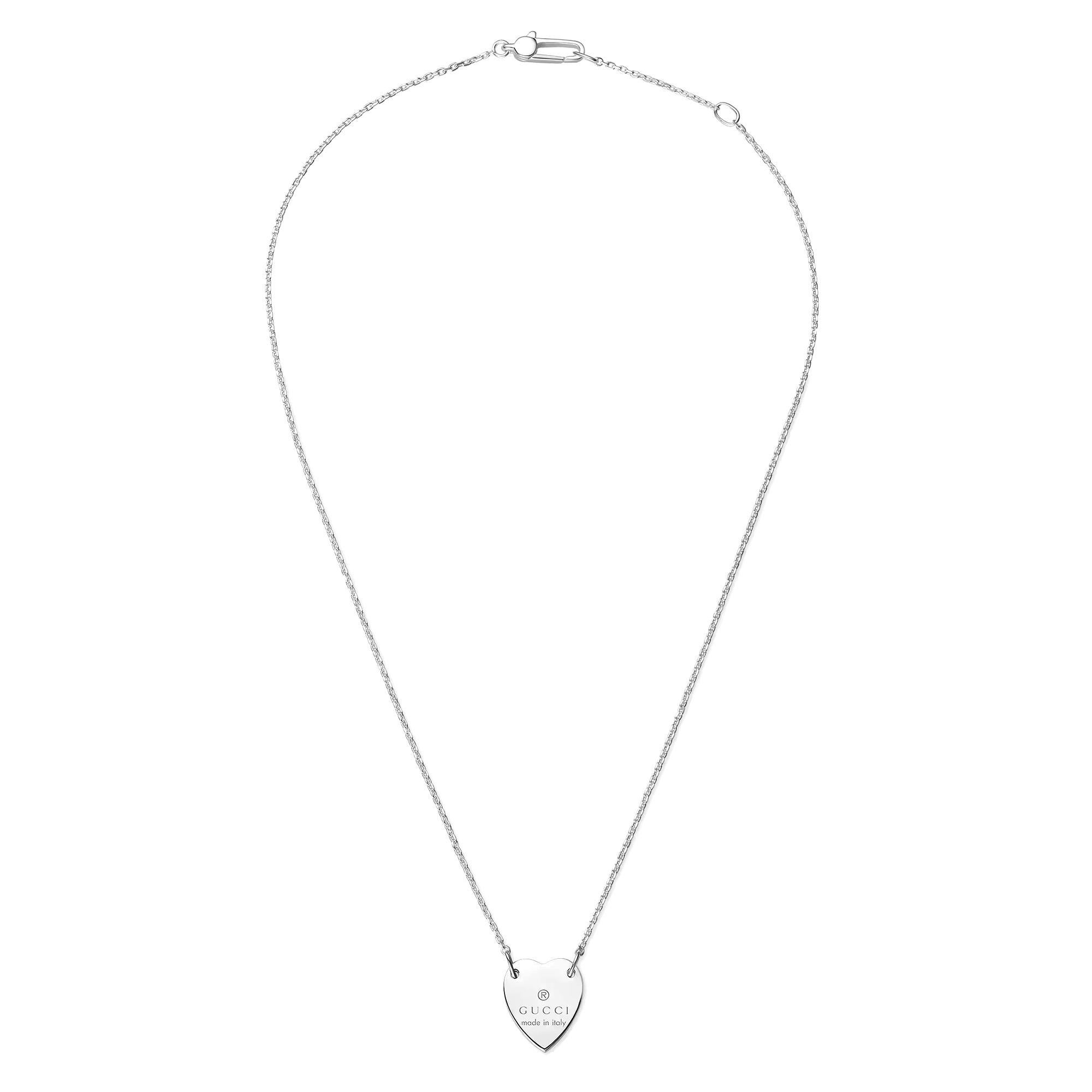 Gucci Trademark Sterling Silver Necklace With Heart Motif