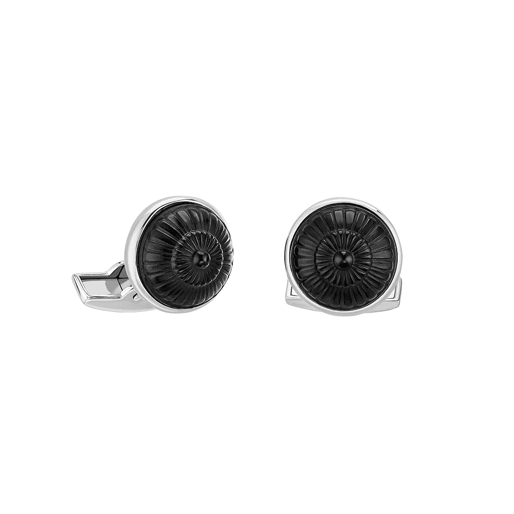 Lalique Toupie Noir Crystal Cufflinks