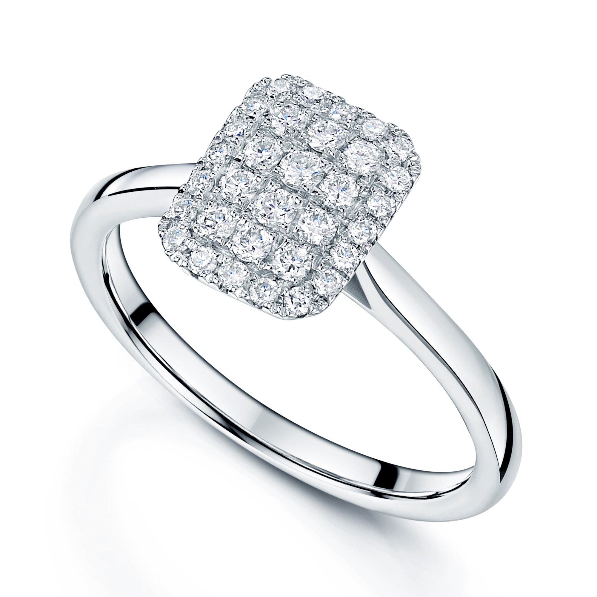 Platinum Round Brilliant Cut Diamond Pave Set Cluster Ring
