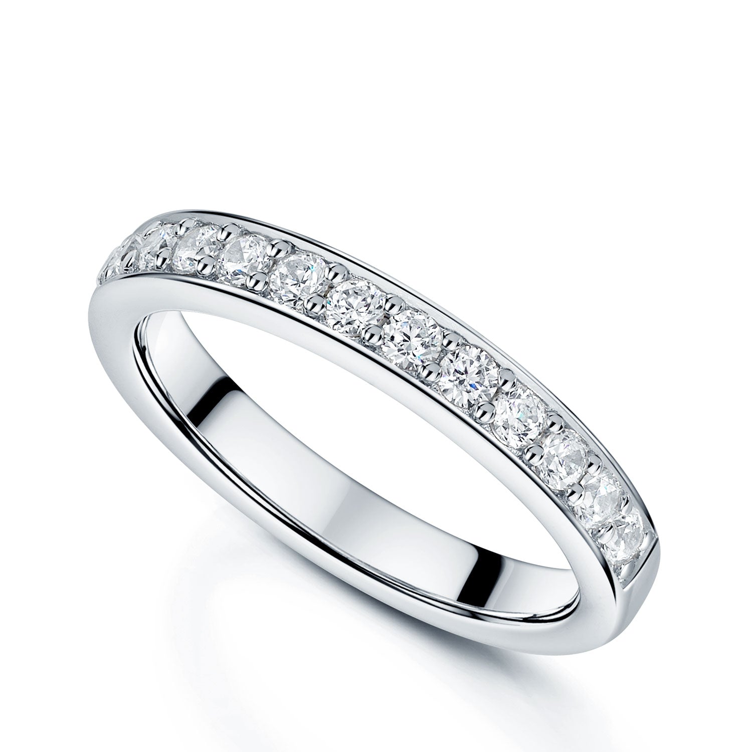 Platinum Round Brilliant Cut 0.50ct Diamond Grain Channel Set Wedding