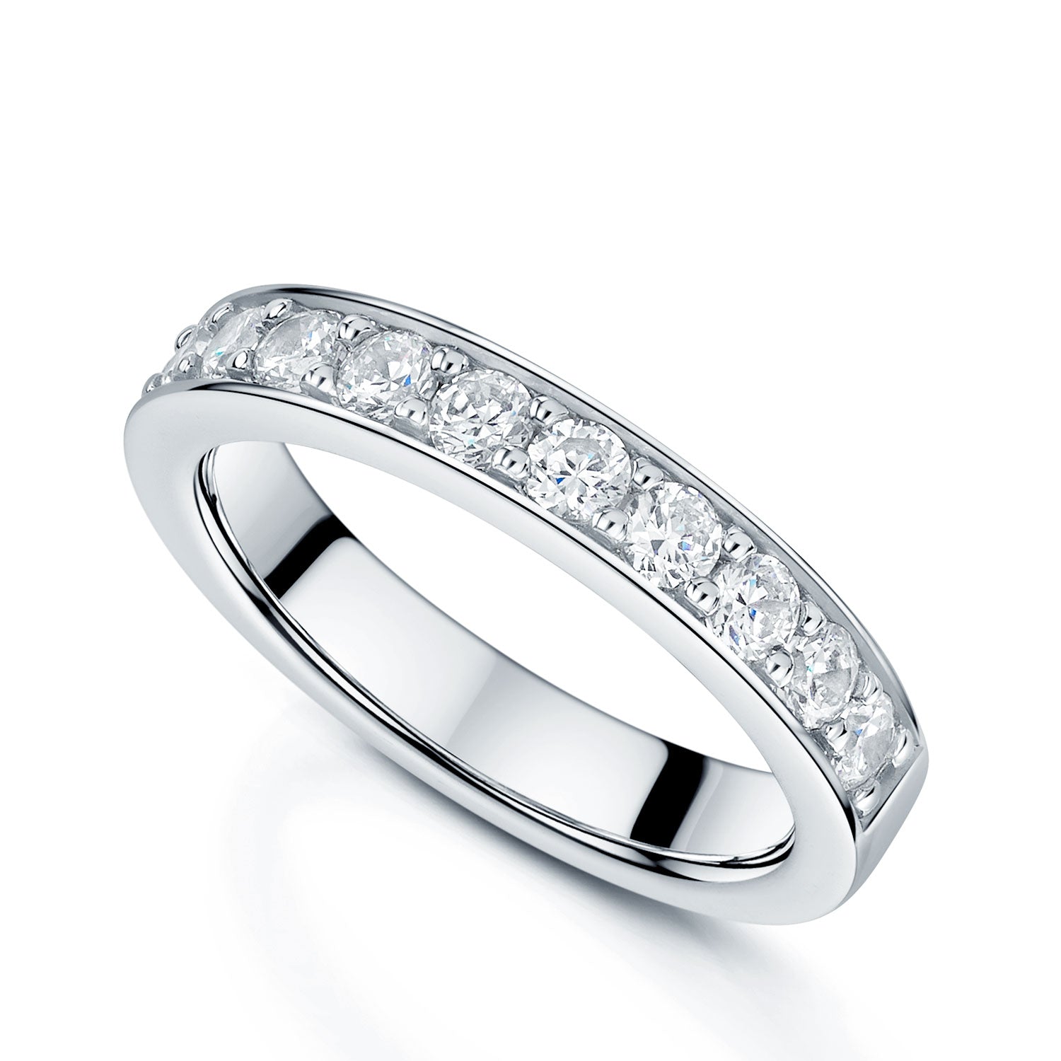 Platinum Round Brilliant Cut 1.00ct Diamond Grain Channel Set Wedding